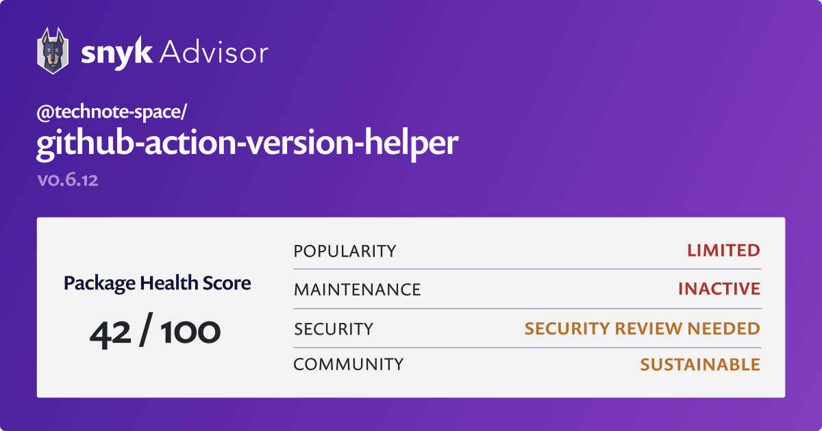 Technote Spacegithub Action Version Helper Npm Package Snyk