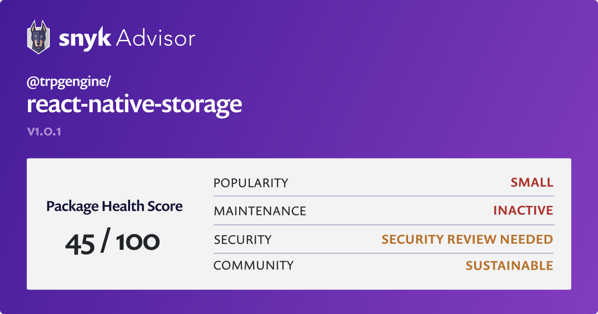 Trpgengine React Native Storage Npm Package Snyk