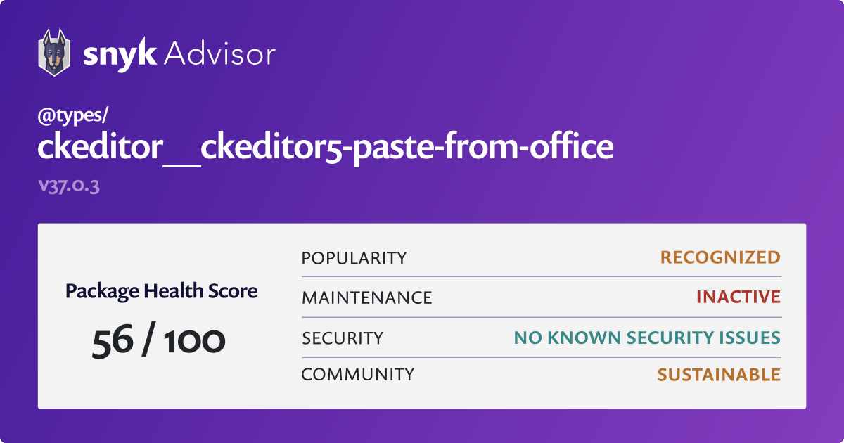 Typesckeditorckeditor5 Paste From Office Npm Package Snyk