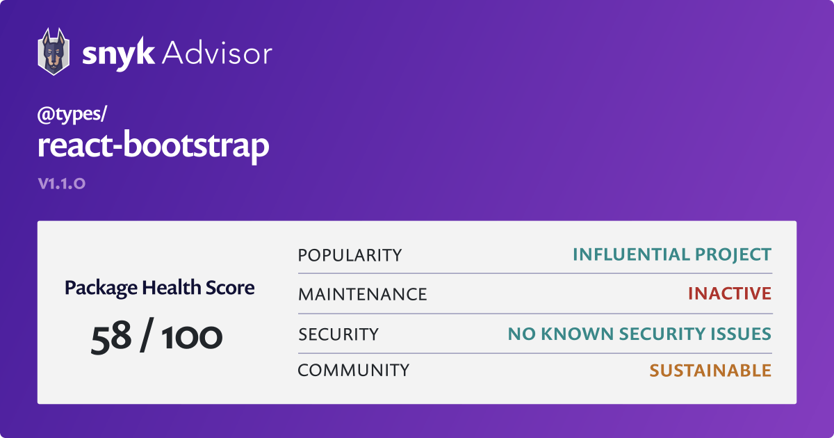 Typesreact Bootstrap Npm Package Health Analysis Snyk