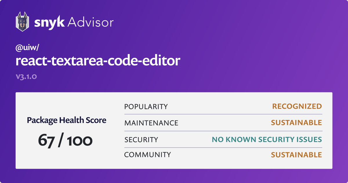 @uiw/react-textarea-code-editor - npm package | Snyk @uiw/react-textarea-code-editor - npm package | Snyk