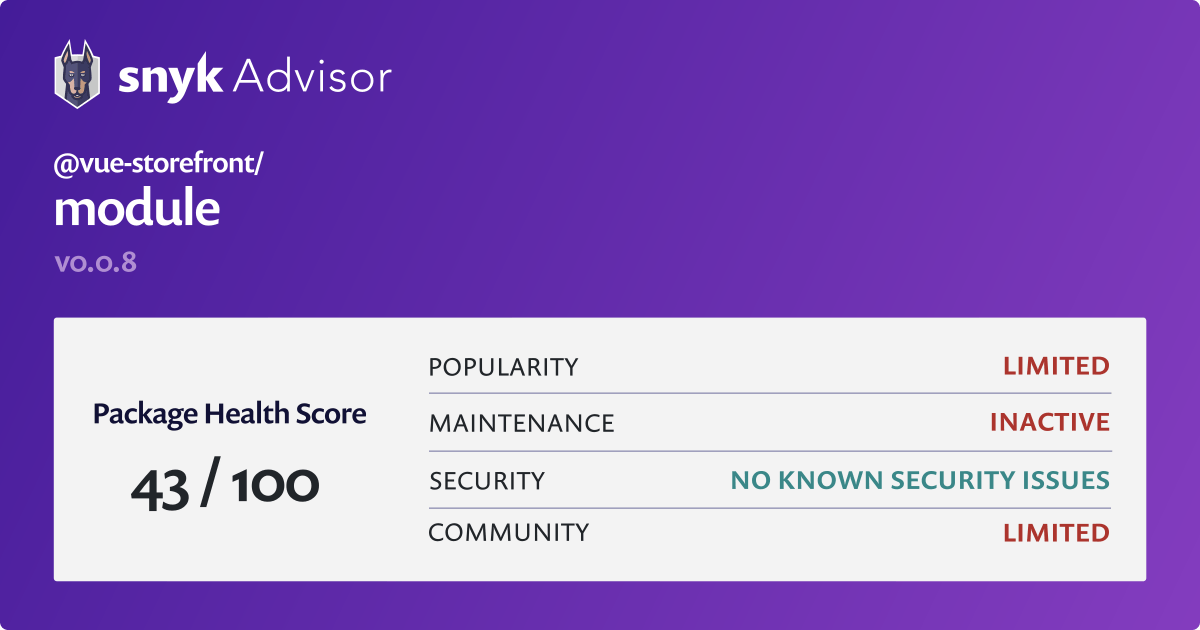 @vue-storefront/module - npm Package Health Analysis | Snyk @vue-storefront/module - npm Package Health Analysis | Snyk