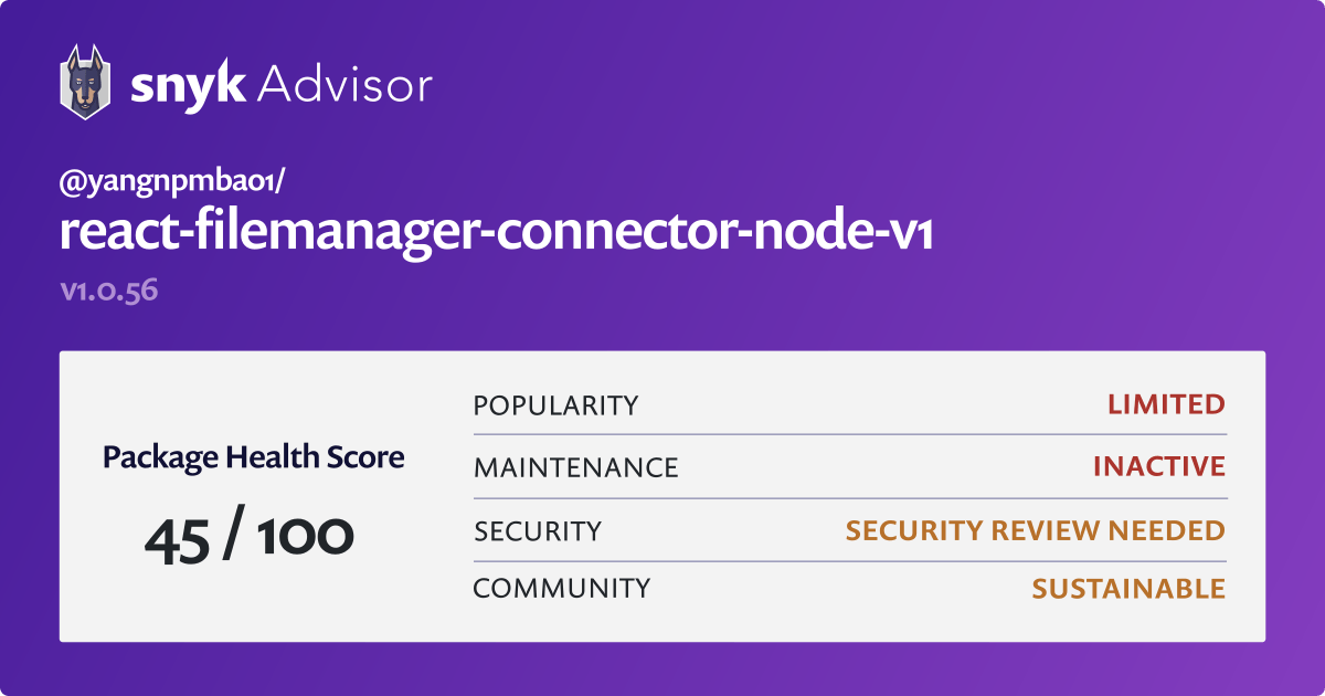 Yangnpmbao1 React Filemanager Connector Node V1 Npm Package Snyk