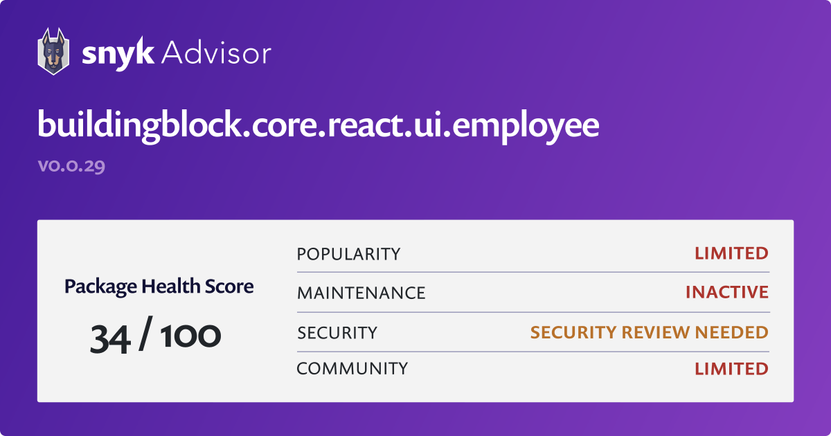 buildingblock.core.react.ui.employee - npm package | Snyk