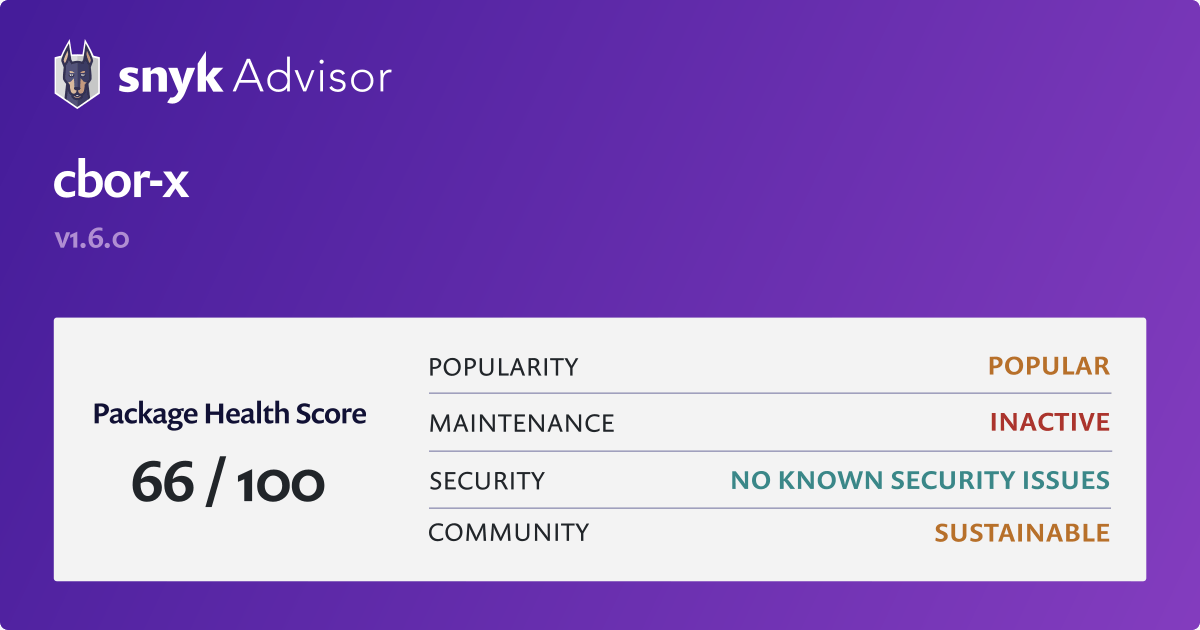 cbor-x - npm Package Health Analysis | Snyk cbor-x - npm Package Health Analysis | Snyk