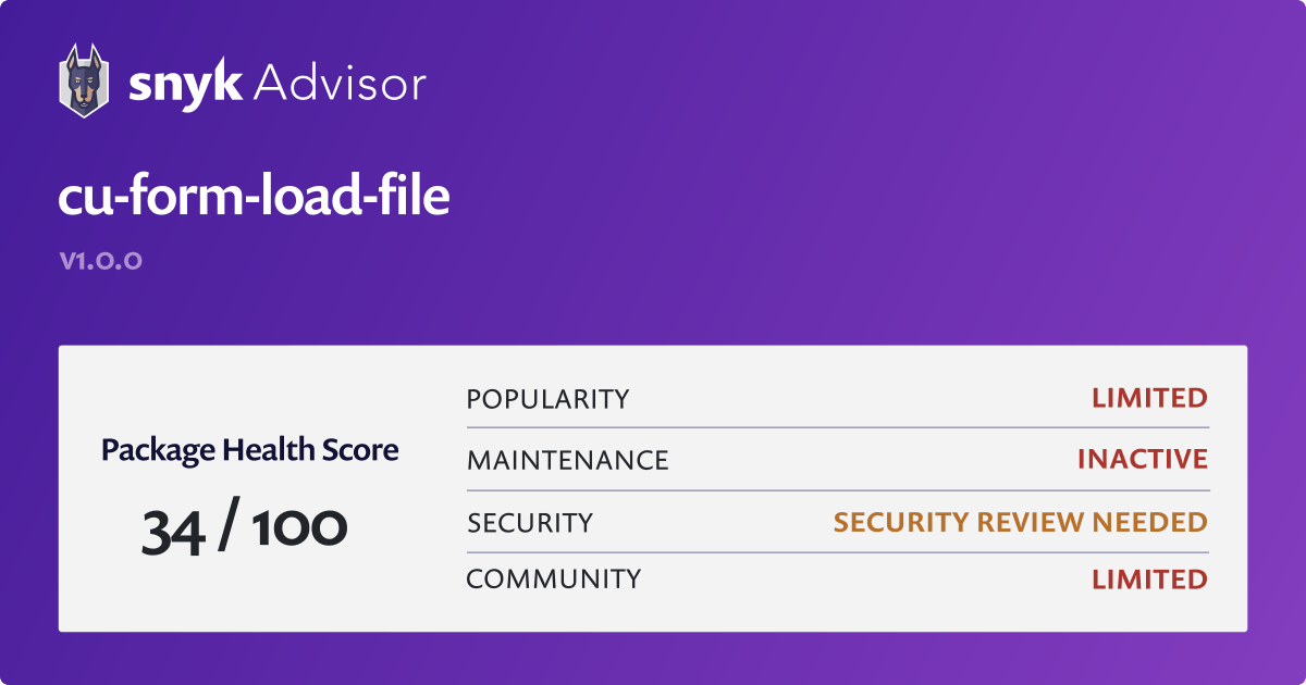cu-form-load-file - npm Package Health Analysis | Snyk