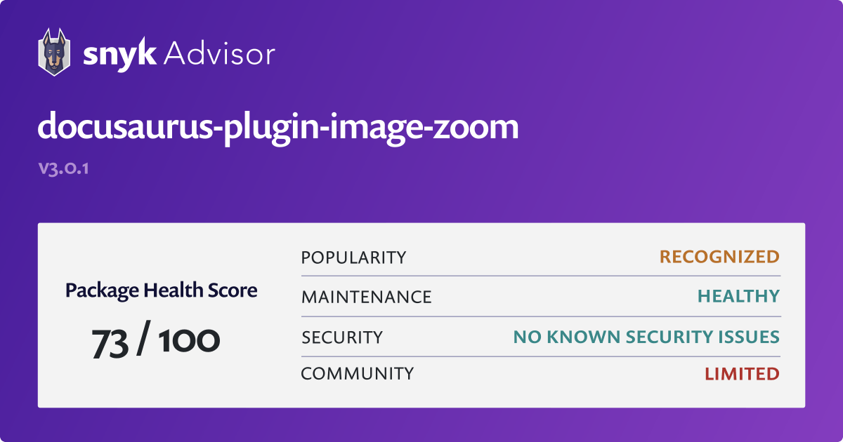 docusaurus-plugin-image-zoom - npm package | Snyk docusaurus-plugin-image-zoom - npm package | Snyk