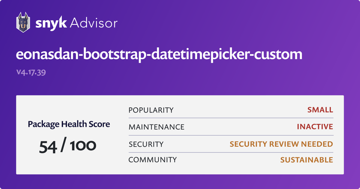Eonasdan Bootstrap Datetimepicker Custom Npm Package Snyk