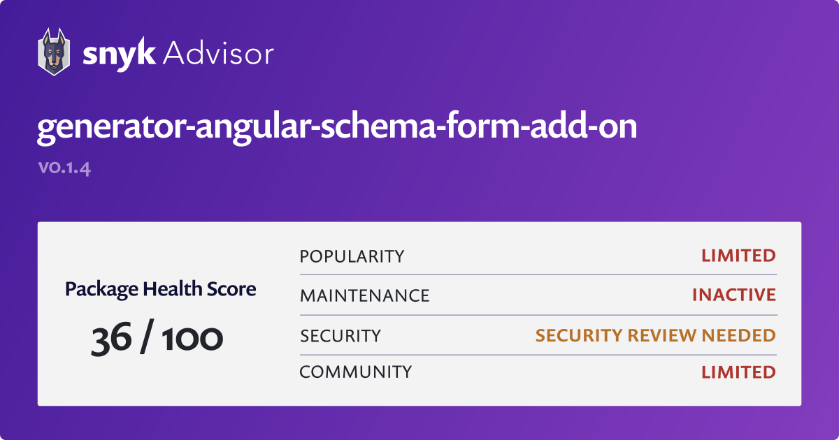 Generator Angular Schema Form Add On Npm Package Snyk