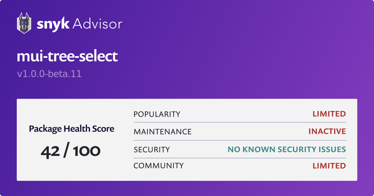 Mui tree select Npm Package Health Analysis Snyk Mui tree select Npm Package Health Analysis Snyk