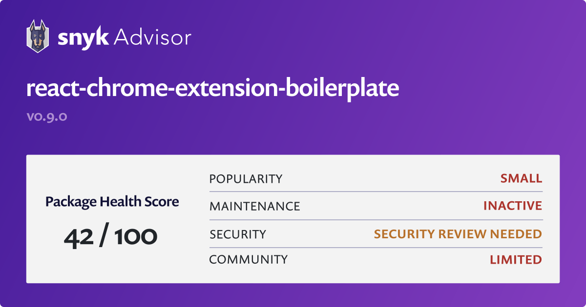 React Chrome Extension Boilerplate Npm Package Snyk