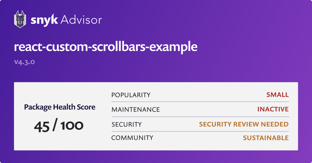 React Custom Scrollbars Example Npm Package Snyk