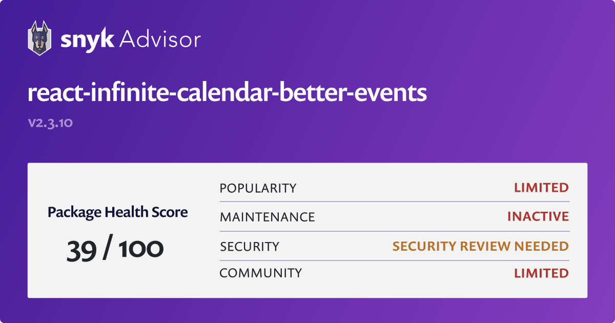 react-infinite-calendar-better-events - npm package | Snyk react-infinite-calendar-better-events - npm package | Snyk