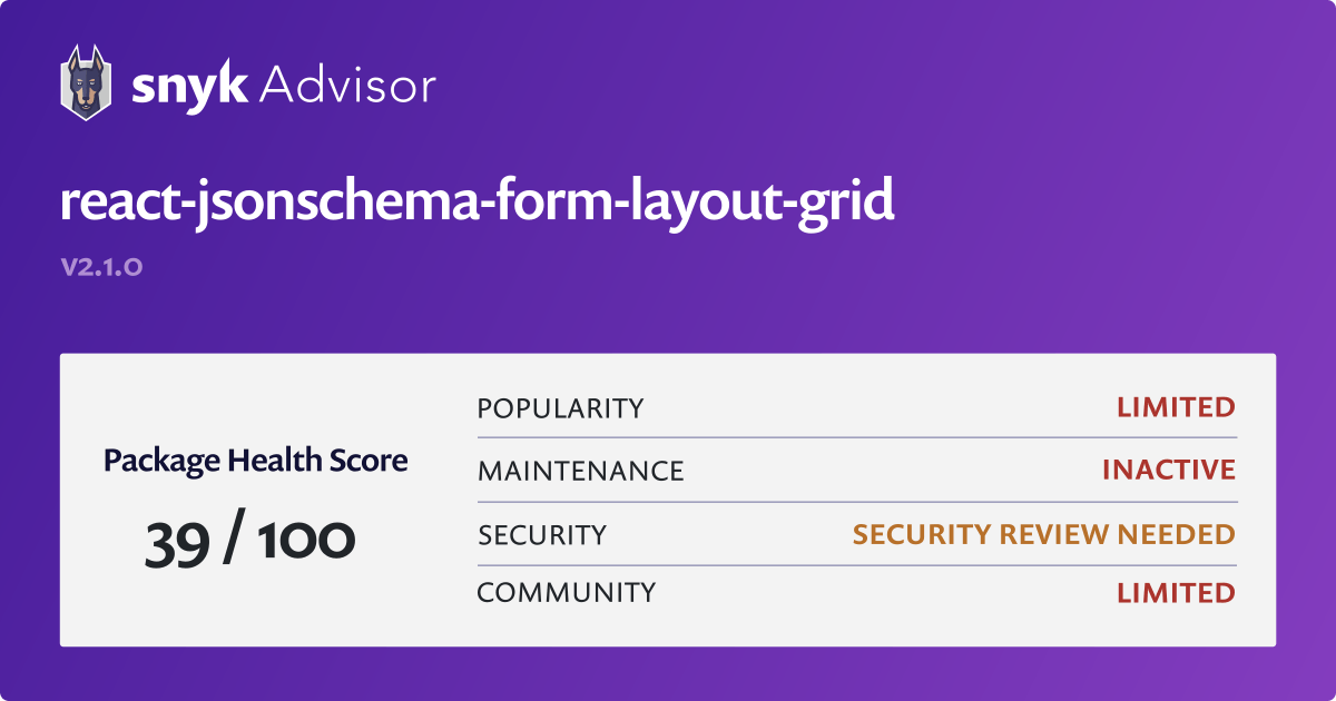 React Jsonschema Form Layout Grid Npm Package Snyk