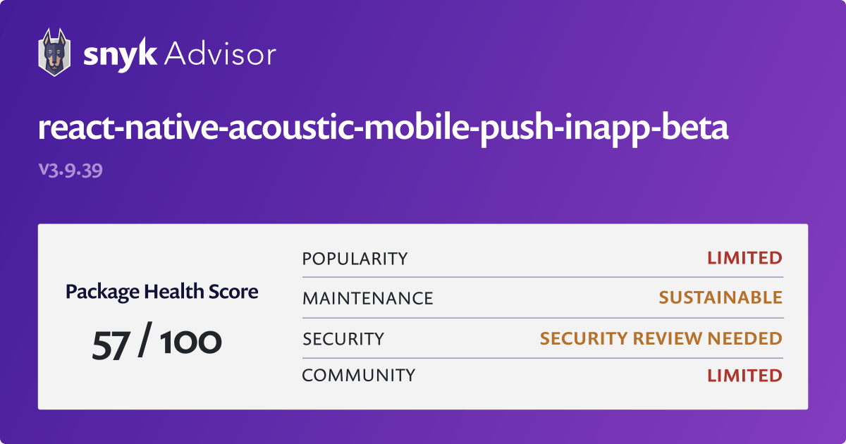 React Native Acoustic Mobile Push Inapp Beta Npm Package Snyk