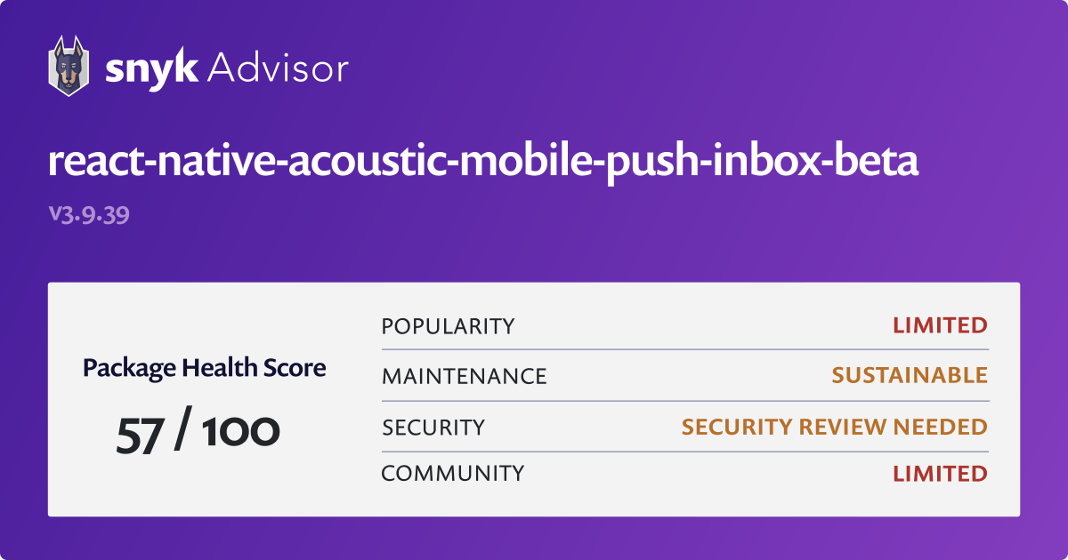 React Native Acoustic Mobile Push Inbox Beta Npm Package Snyk