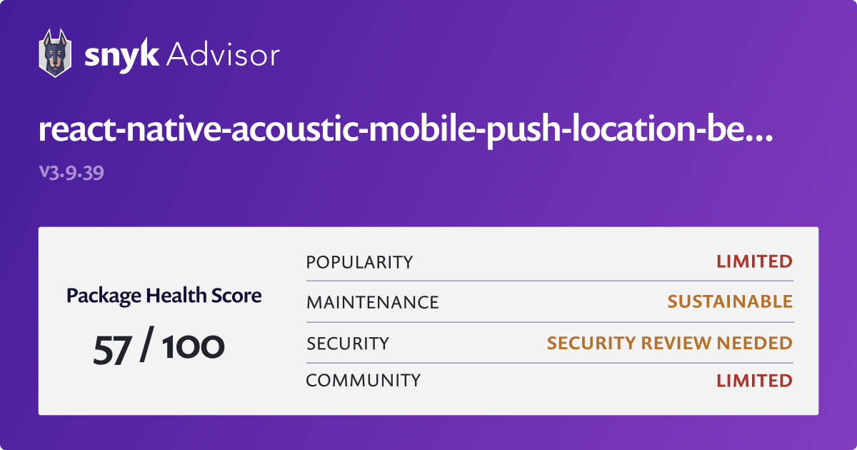 React Native Acoustic Mobile Push Location Beta Npm Package Snyk