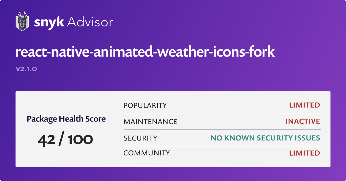 React Native Animated Weather Icons Fork Npm Package Snyk