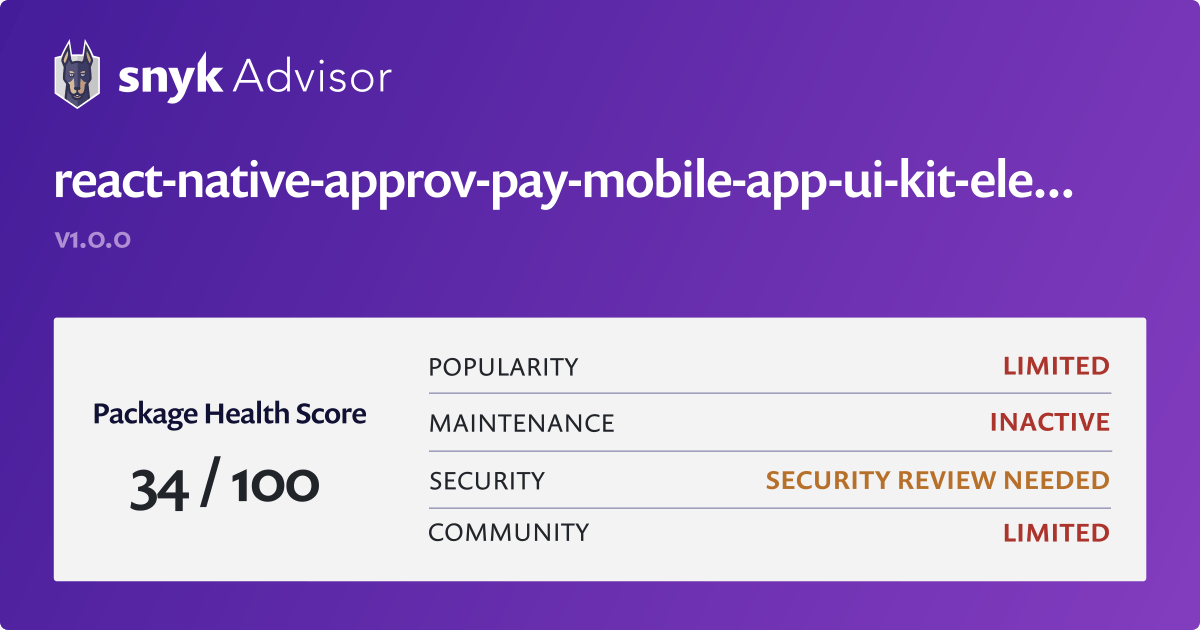 react-native-approv-pay-mobile-app-ui-kit-elements-org - npm package | Snyk