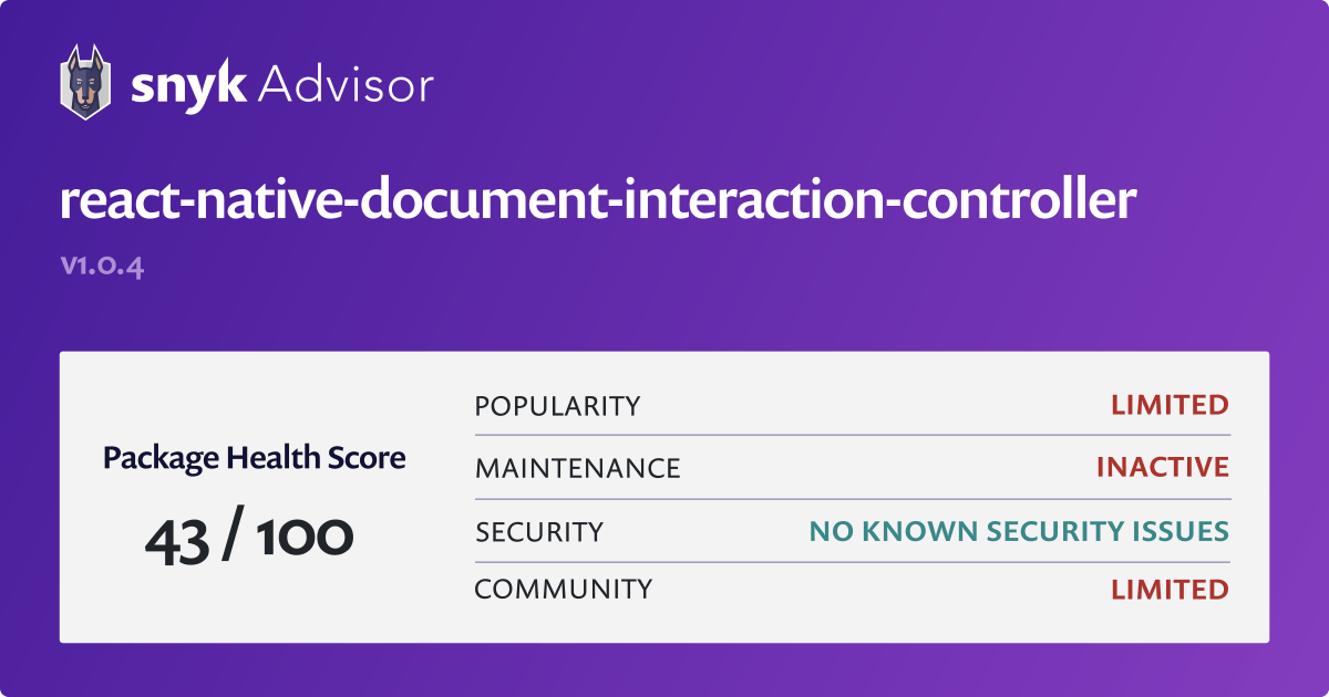 React Native Document Interaction Controller Npm Package Snyk