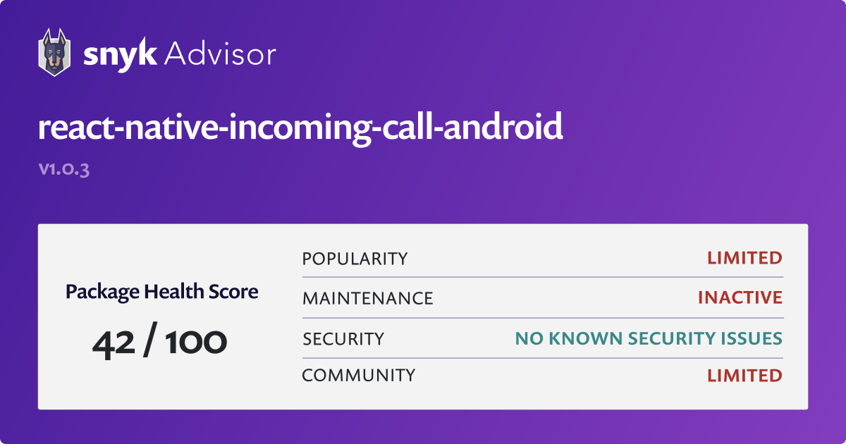 React Native Incoming Call Android Npm Package Snyk