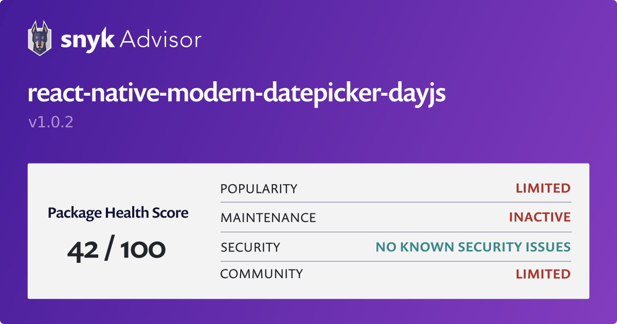 React native modern datepicker dayjs Npm Package Snyk React native modern datepicker dayjs Npm Package Snyk