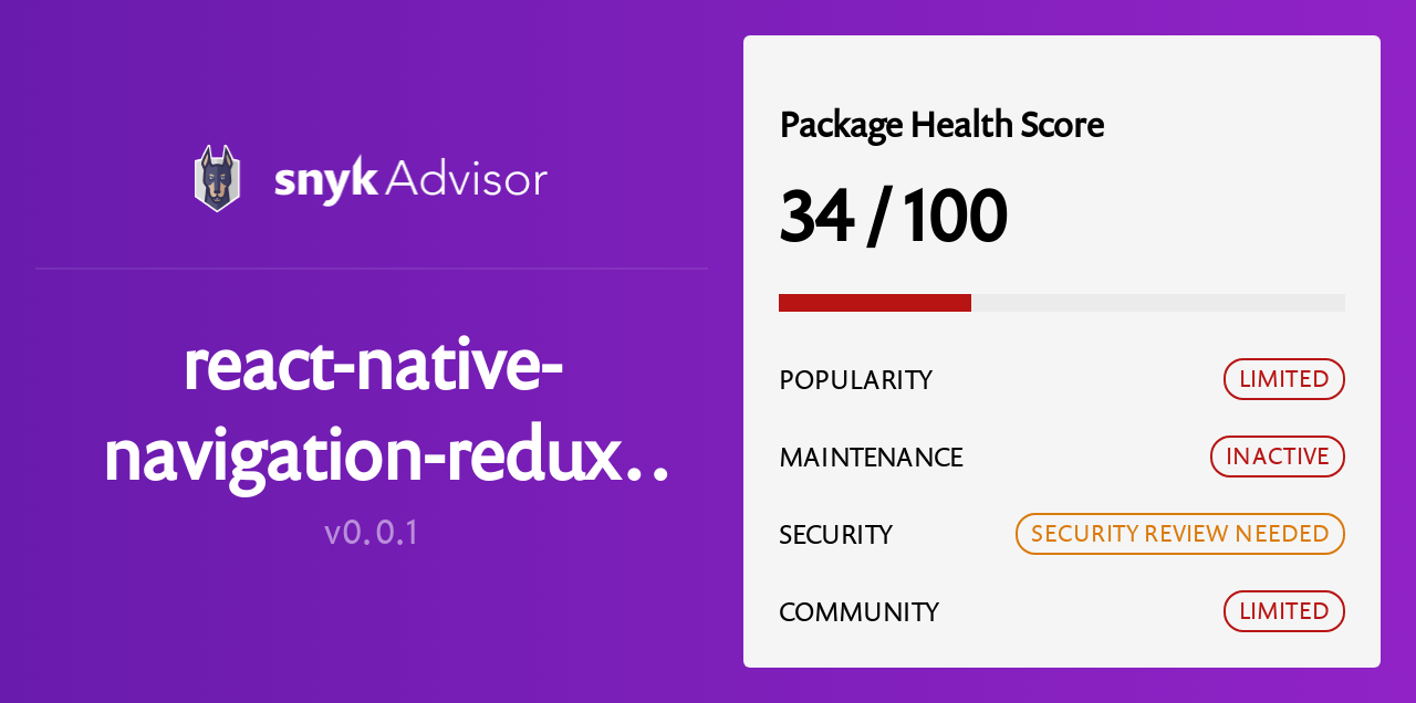 React Native Navigation Redux Template Npm Package Snyk