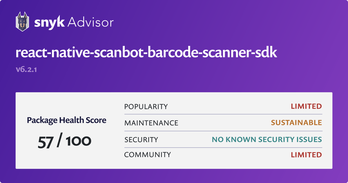 React Native Scanbot Barcode Scanner Sdk Npm Package Snyk