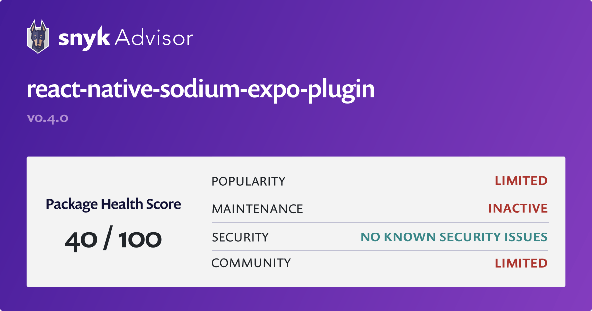 React Native Sodium Expo Plugin Npm Package Snyk