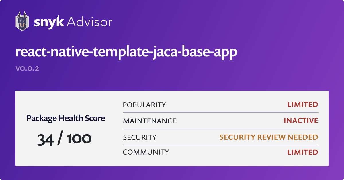 React Native Template Jaca Base App Npm Package Snyk