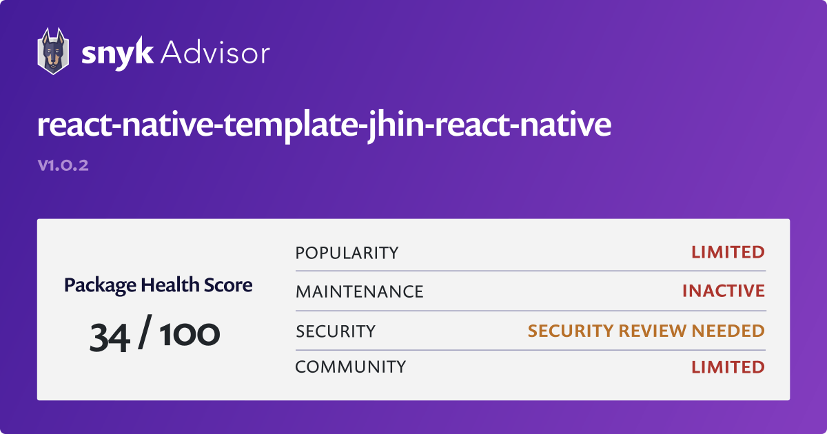 React Native Template Jhin React Native Npm Package Snyk