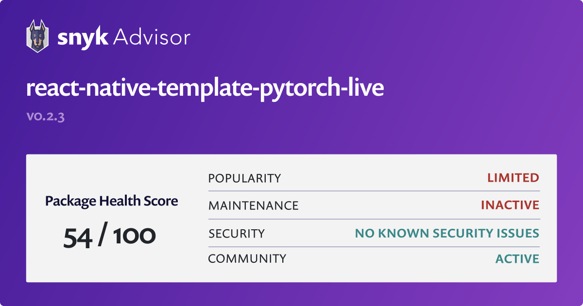 React Native Template Pytorch Live Npm Package Snyk