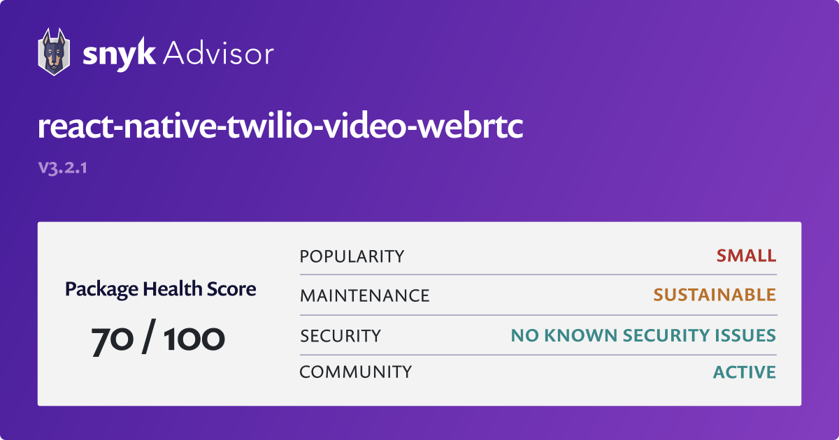 React Native Twilio Video Webrtc Npm Package Snyk