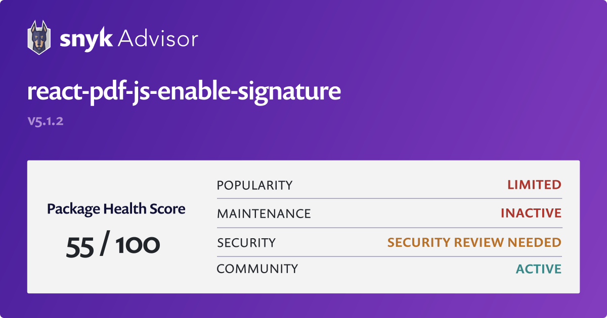 React Pdf Js Enable Signature Npm Package Snyk