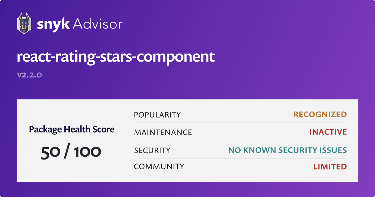 React Rating Stars Component Npm Package Snyk