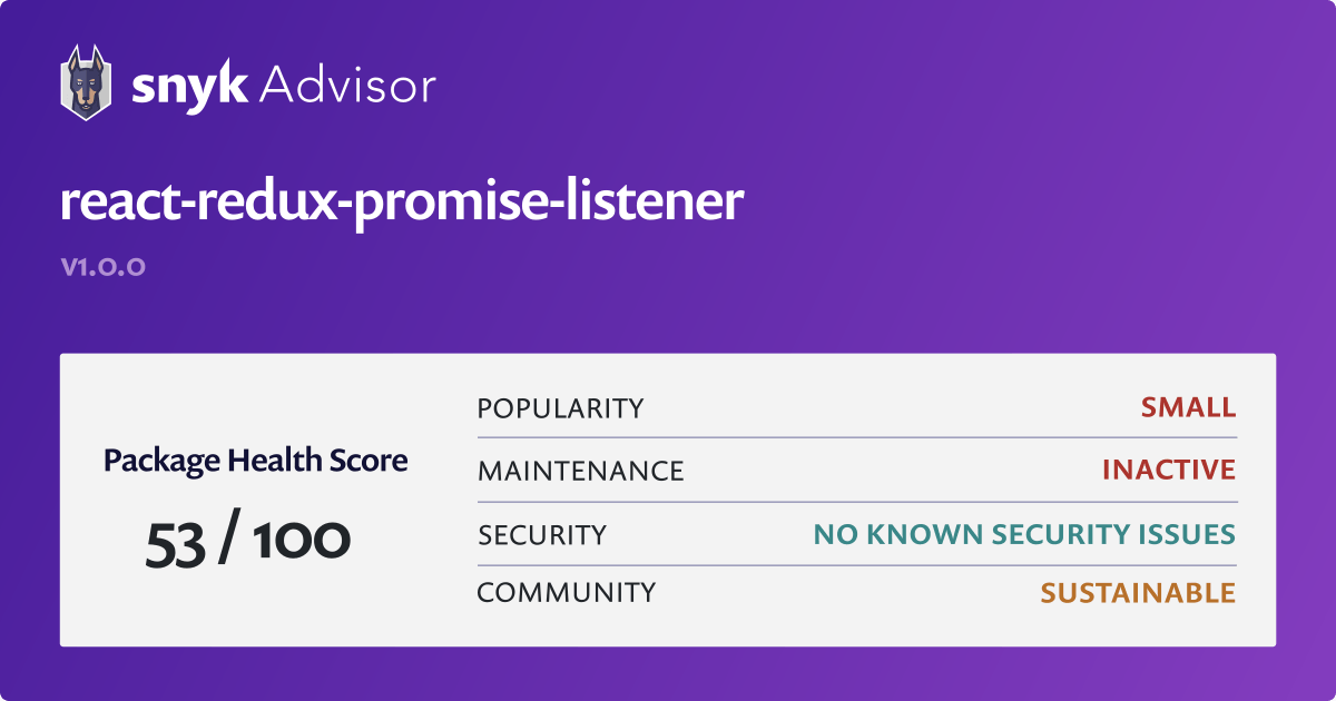 React Redux Promise Listener Npm Package Snyk
