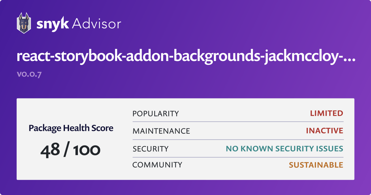 react-storybook-addon-backgrounds-jackmccloy-fork - npm package | Snyk