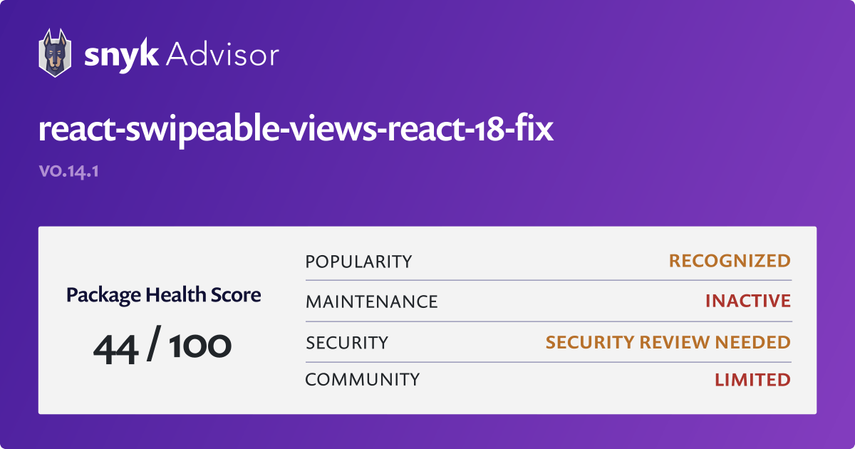 React Swipeable Views React 18 Fix Npm Package Snyk