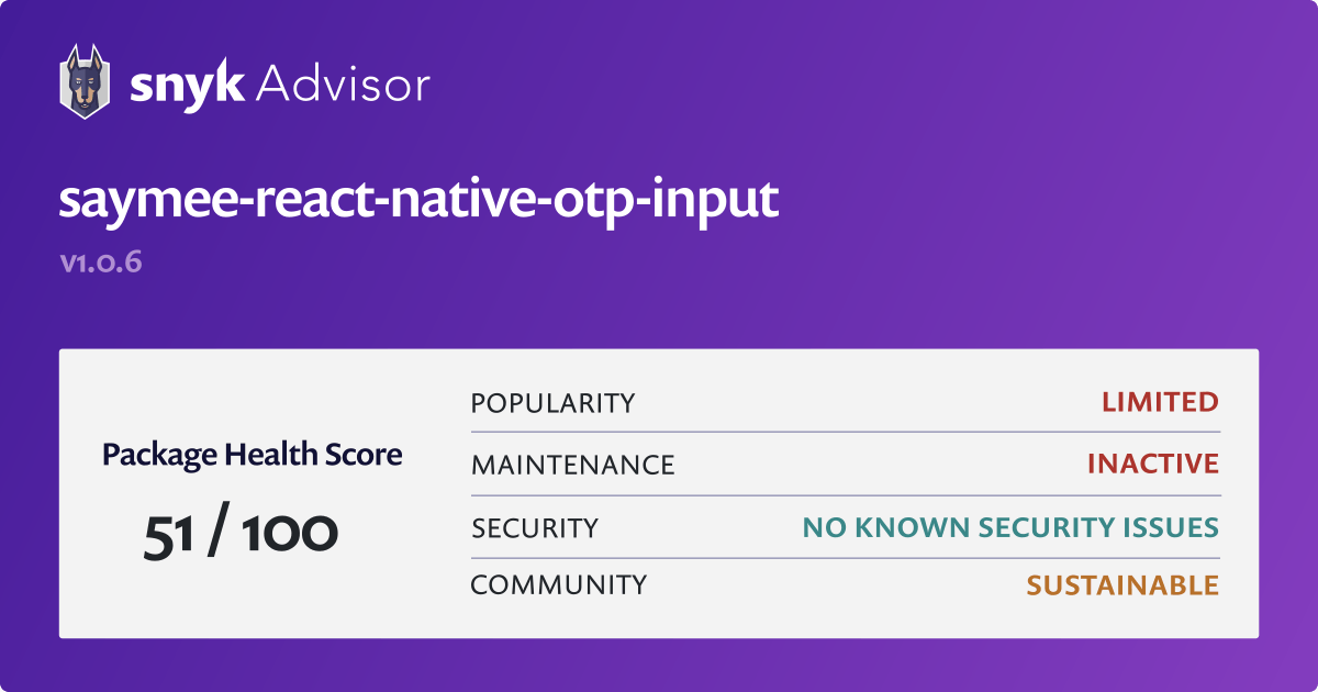 Saymee React Native Otp Input Npm Package Snyk