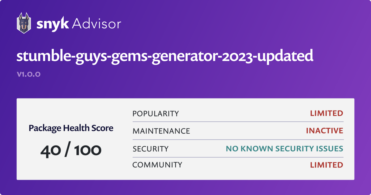 Stumble Guys Gems Generator 2023 Updated Npm Package Snyk