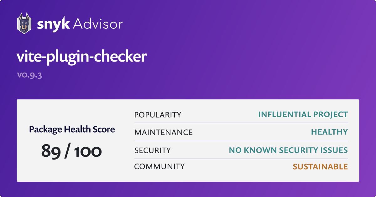 vite-plugin-checker - npm Package Health Analysis | Snyk vite-plugin-checker - npm Package Health Analysis | Snyk