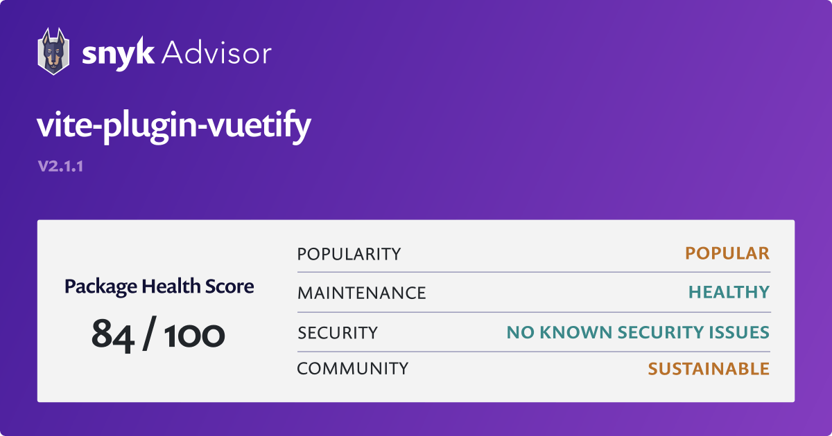 vite-plugin-vuetify - npm Package Health Analysis | Snyk vite-plugin-vuetify - npm Package Health Analysis | Snyk