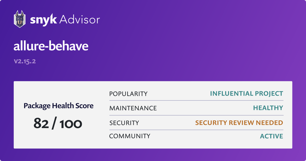 allure-behave - Python Package Health Analysis | Snyk
