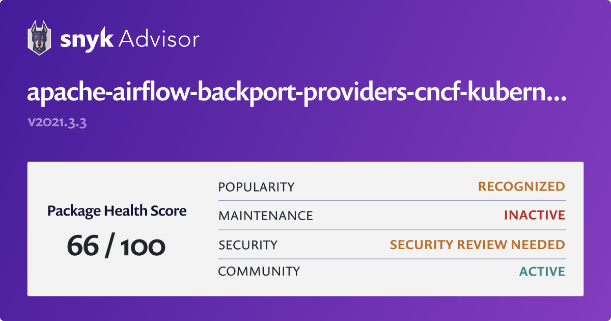 Apache Airflow Backport Providers Cncf Kubernetes Python Package Snyk