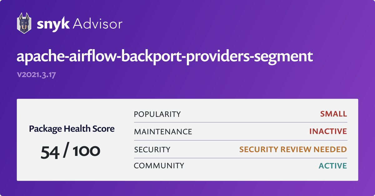 Apache Airflow Backport Providers Segment Python Package Snyk