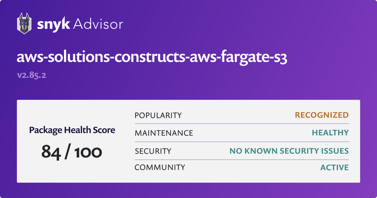 aws-solutions-constructs.aws-fargate-s3 - Python package | Snyk aws-solutions-constructs.aws-fargate-s3 - Python package | Snyk