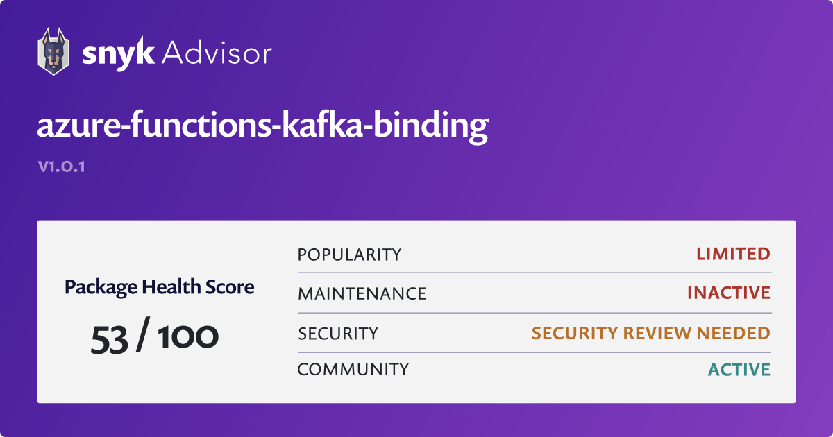 Azure Functions Kafka Binding Python Package Snyk