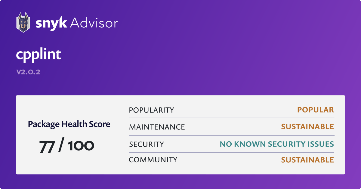 cpplint - Python Package Health Analysis | Snyk