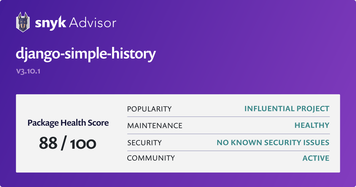 django-simple-history - Python Package Health Analysis | Snyk