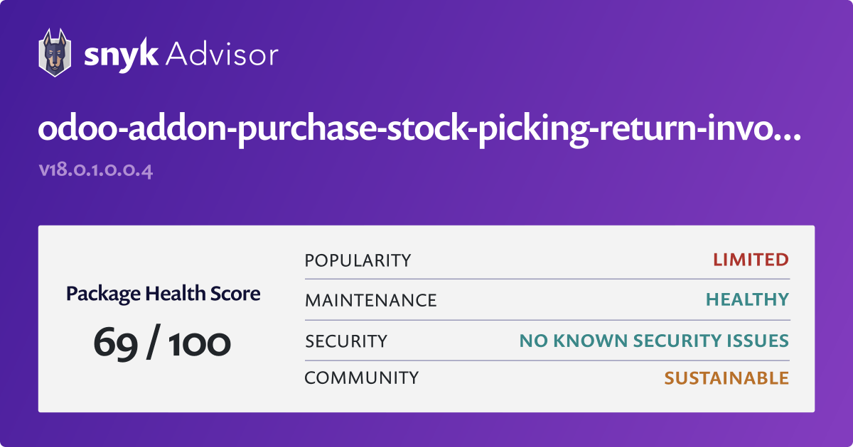 Odoo Addon Purchase Stock Picking Return Invoicing Python Package Snyk